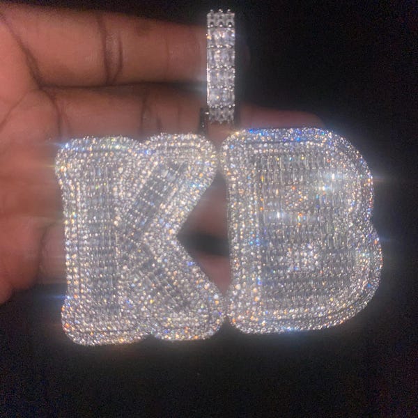 Iced Out Custom Number Pendant: Two-layer Cuban Chain, Personalized Hip ...