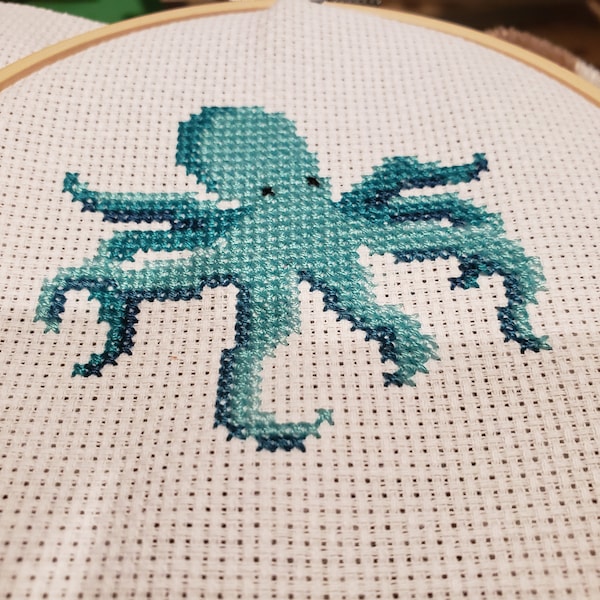 Octopus Cross Stitch Kit - Beginners Cross Stitch Kit - Mini Cross ...