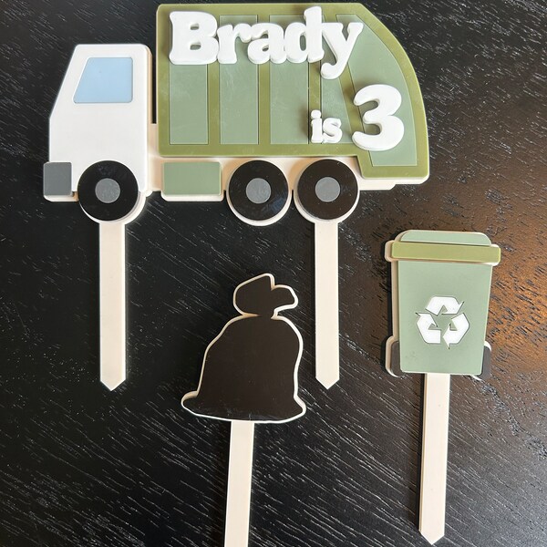 Trash Bash Cake Topper | Garbage Truck Cake Topper With Trash Can ...