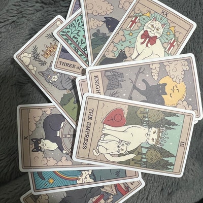 Cat Tarot Card Themed Stickers for Laptops, Skateboards, Phones ...