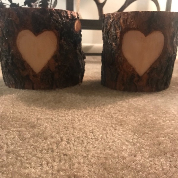 Rustic Woodsy Pine Log Pillar Candle 7" Tall for Tea Lights ...