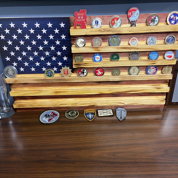 Handmade American Flag Challenge Coin Hanging Wall Display Rack - Etsy