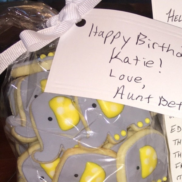 Mini Baby Elephant Sugar Cookies - Yellow and Grey Elephants - Bite ...