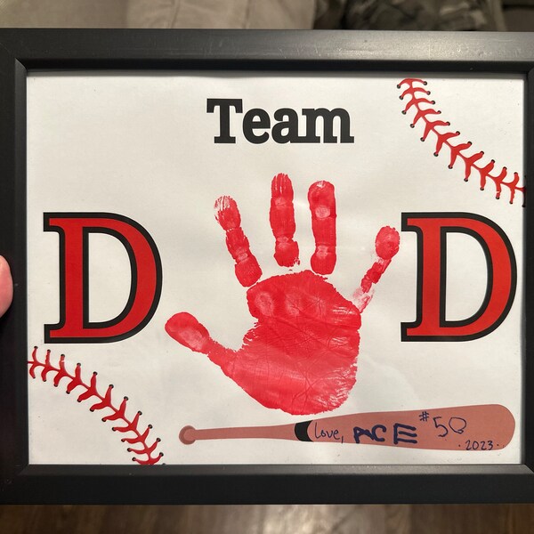 Baseball Dad Handprint Art Gift From Toddler Son Daughter Baby, Father ...