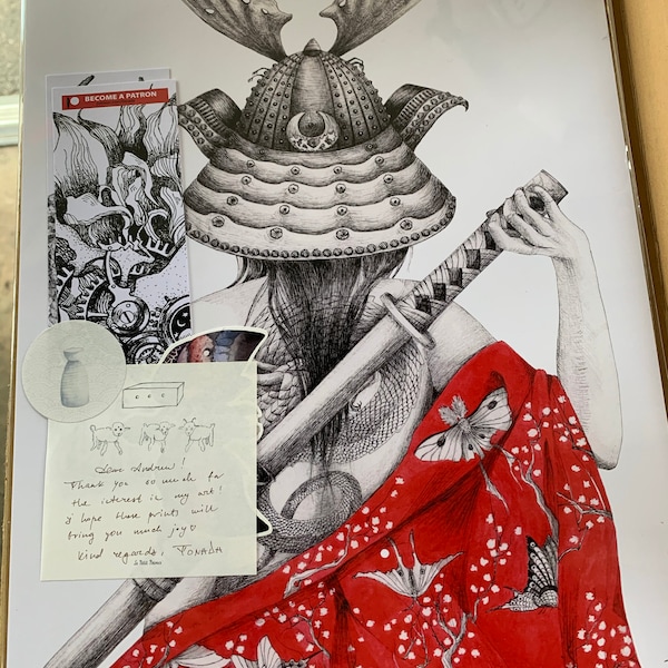Butterfly Samurai - Limited Edition Fine Art Print - Wall Art - Silk ...