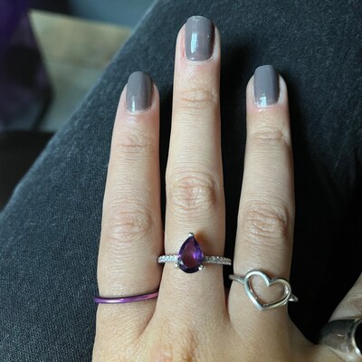 Amethyst Pear Ring Natural Amethyst Engagement Ring Purple - Etsy