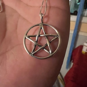 Solid 925 Handcast Sterling Silver Large Pentagram Pentacle Pendant ...