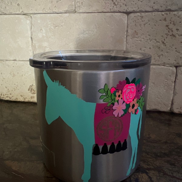 Burro Monogram Decal | Floral Donkey Monogram Decal | Donkey Decal ...