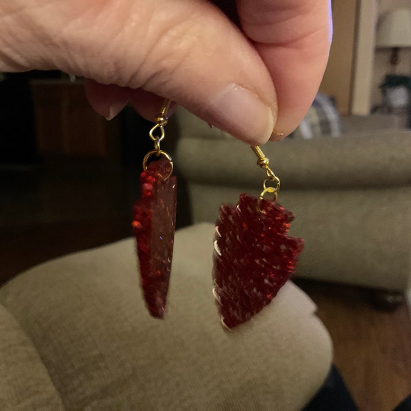 KC Chiefs Fans - Red and Gold Sparkle Earrings - KC Chiefs Earrings ...