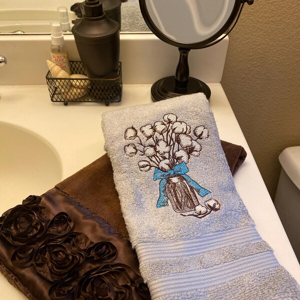 Embroidered Hand Towel, Wildflowers, Cream Colored Hand Towel, 16 X 29 ...