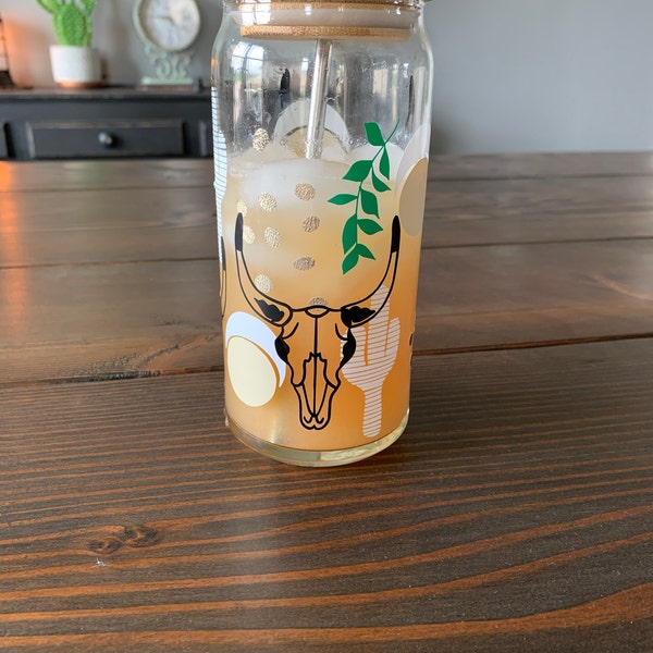Cow Skull | Beer Can Glass - Etsy