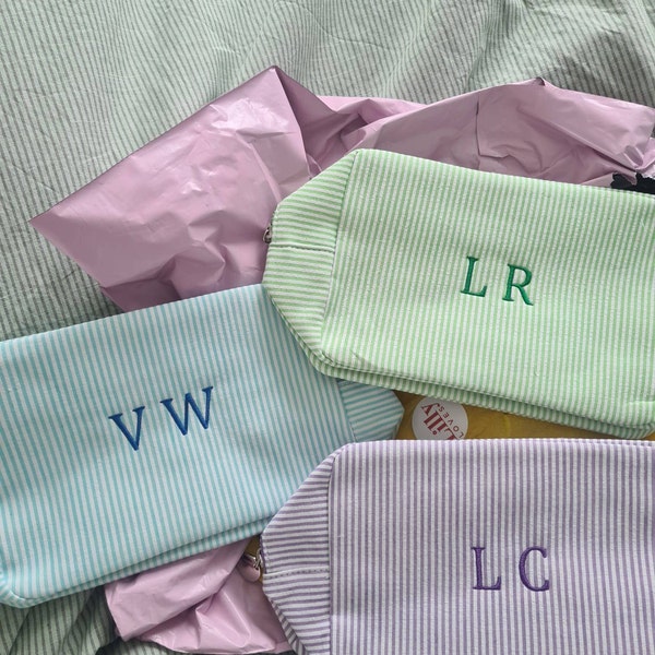 Personalised Small Quilted Monogramed Cosmetic Bag, Initial Name Makeup ...