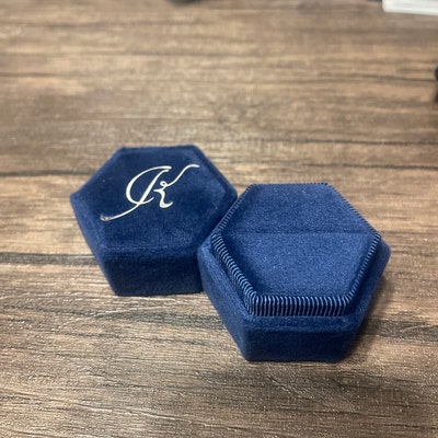 Velvet Ring Box Royal Blue Color Hexagon Shape Double or Single Slots ...