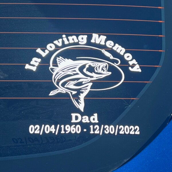 Fishing in Loving Memory Car Decal, Fisherman Memorial Car Decal - Etsy