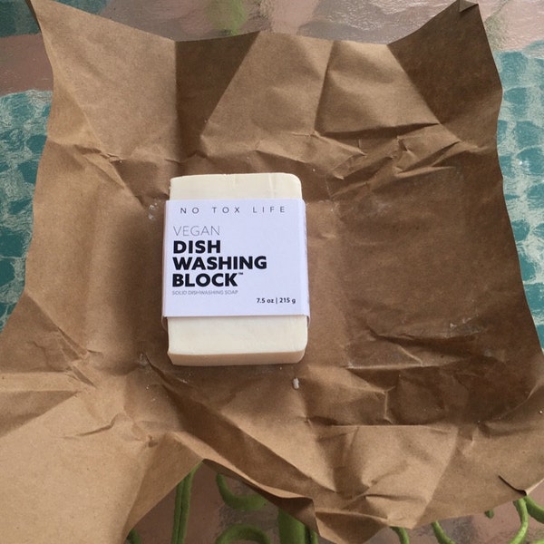 DISH BLOCK® Solid Dish Soap + Moso Bamboo Shelf + Brush - No Tox Life ...