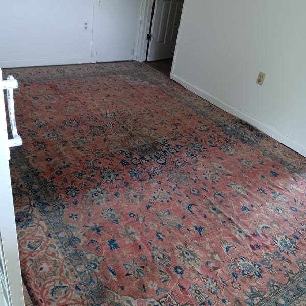 6x6 Vintage Rug , Beige Green Anatolian Rug , Oushak Rug , 6x6 Beige ...