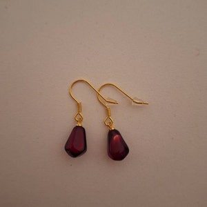 Ruby Red Cherry Earrings, Aesthetic Fruit Charm, Gean Beads, Dainty ...