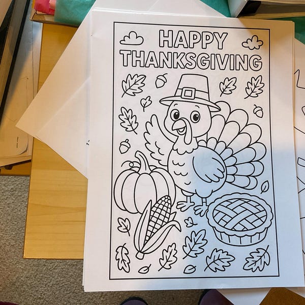 Thanksgiving Themed Coloring Pages - Etsy