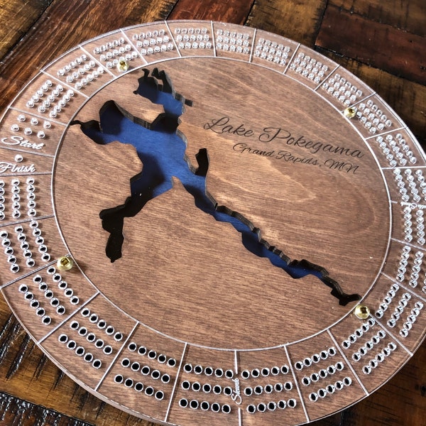 Custom Cribbage Board - Laser Cut Lake Game Gift | Personalized Wooden ...