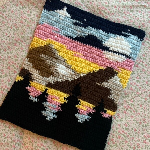 Crochet Pattern | the Sunset Mini Mountainside Wall Hanging | Crochet ...