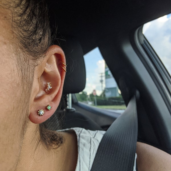 Crown Cartilage Piercing • 925 Silver Minimalist Tiara Tragus Earring ...