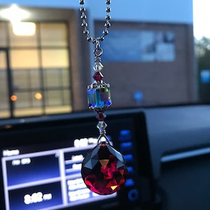 Red Magma Heart Topaz Swarovski Crystal Suncatcher Rearview | Etsy