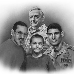 Add Deceased Family, Hand Drawn Charcoal Portrait, for Loved Ones ...