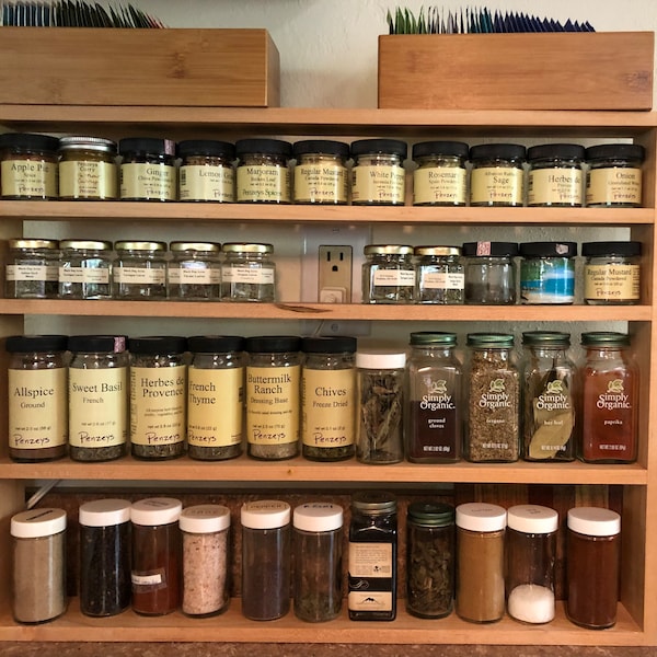 Customizable Countertop Spice Rack, Fixed Shelves, Assorted Wood Types ...
