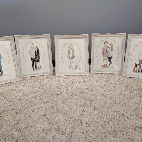 Family Portrait/illustration. Beautifully Hand Painted. Custom ...