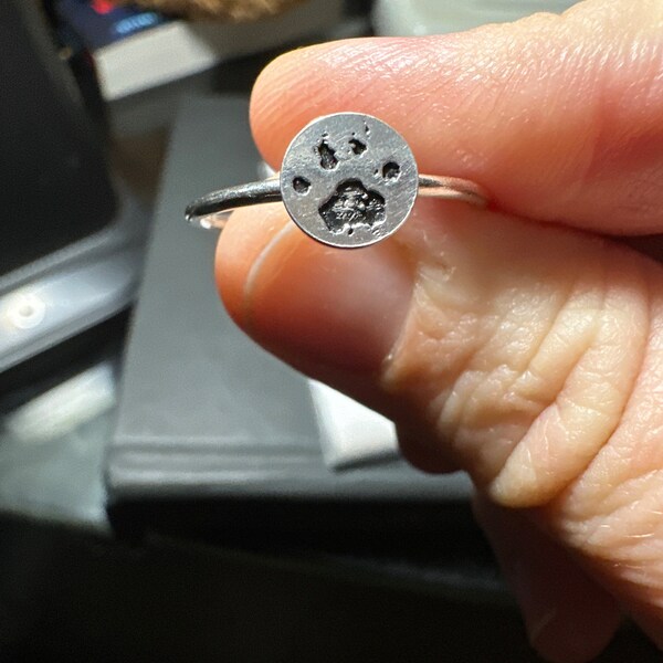 Custom Paw Print Ring • Your Actual Pet Print Ring • Personalized ...