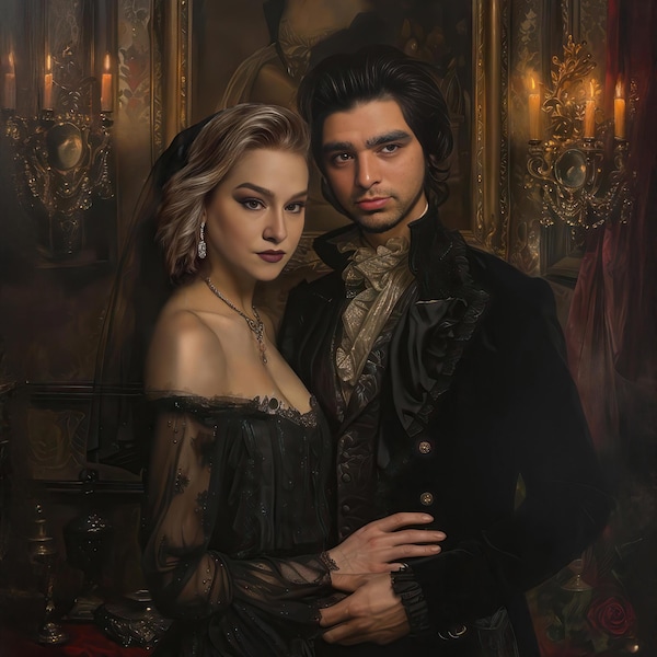 Custom Victorian Couple Portrait From Photo, Vintage Personalized ...