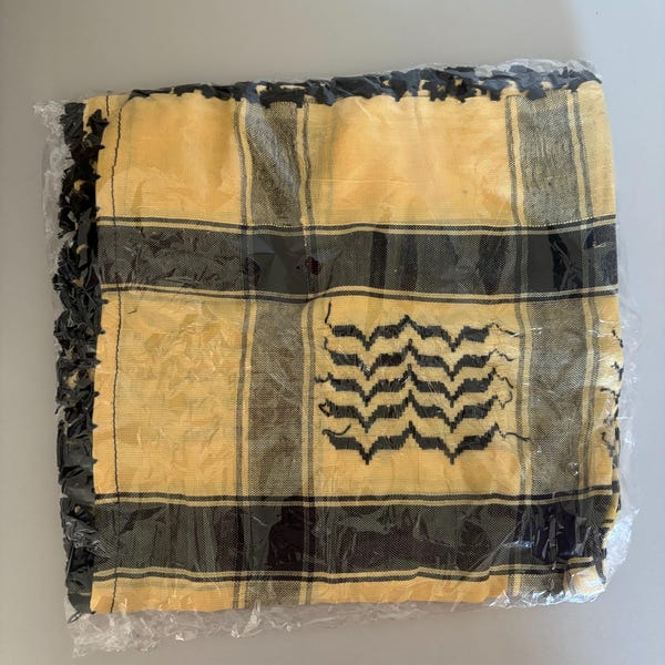 Yellow Palestine Keffiyeh Scarf: Traditional Arab Shemagh With Tassels ...