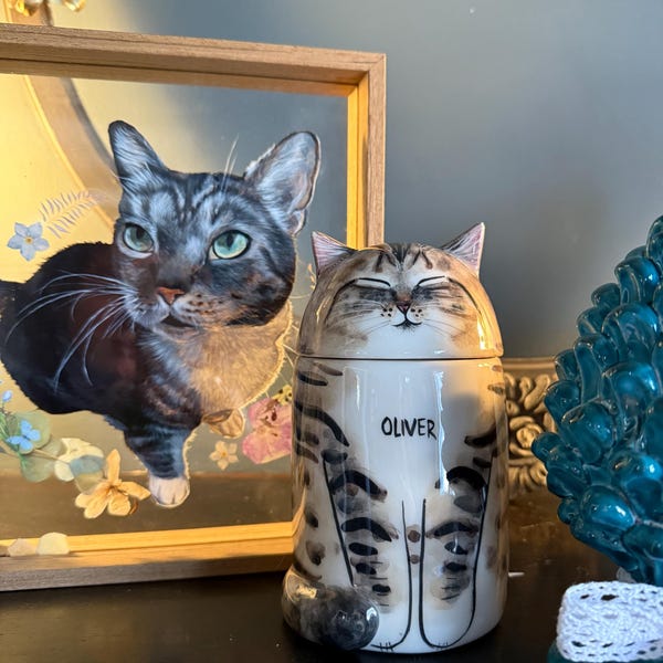 Personalized Cat Urn With Semi-spherical Cover, With Name or Without ...