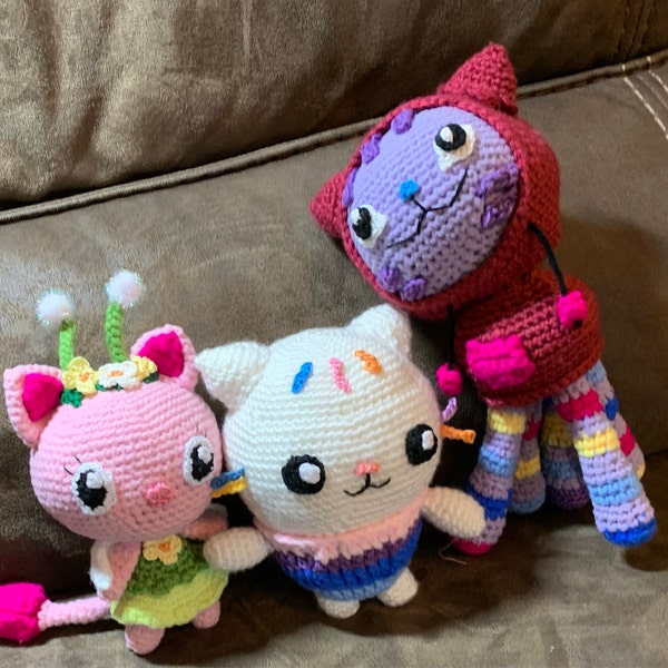 Set of 10 Crochet Patterns for Gabby's Dollhouse Amigurumi - Cakey Cat ...