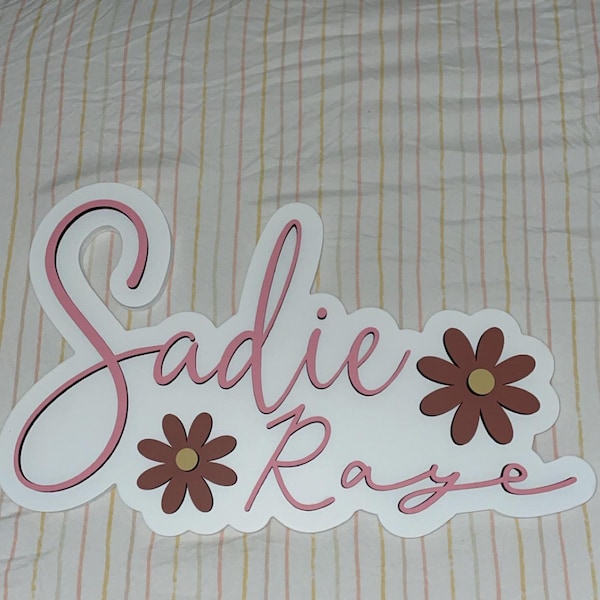 Daisy Name Sign, Nursery Name Sign, Daisy Nursery Decor, Name Sign for ...