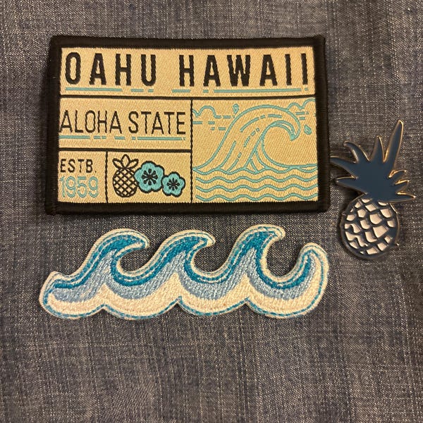 Wave Patch - Simple Beach - Ocean - Embroidered Iron on Patches Custom ...