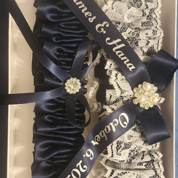 Blue Garter, Wedding Garter Set, Bridal Garter Personalized Toss ...