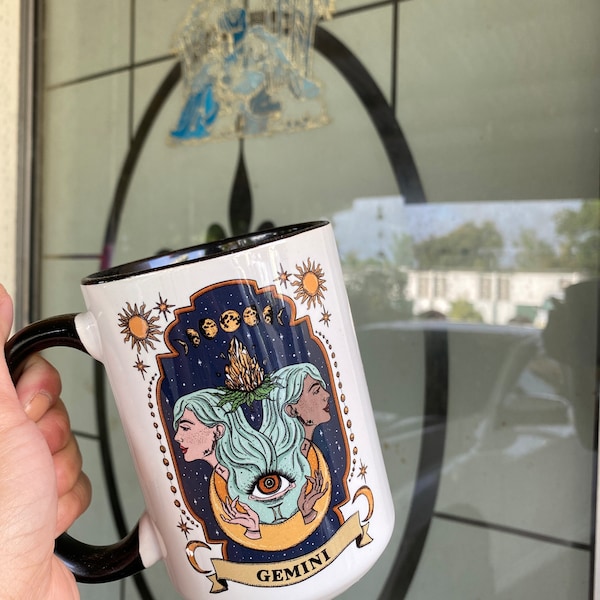 Gemini Zodiac Mug, Zodiac Coffee Mug, Gemini Mug, Witchy Gemini Mug ...