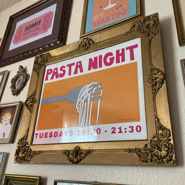 Pasta Night Horizontal Poster - Spaghetti Poster - Food Print - Modern ...