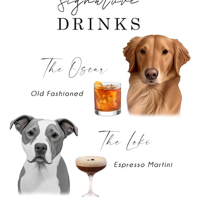Dog Signature Drink Sign Dog Custom Drink Dog Signature Cocktail Custom ...
