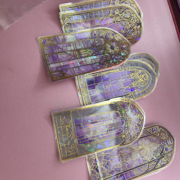 10 Blue Stained Glass Church Window Stickers Set,beautiful Church ...