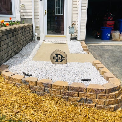 Monogram Name Stone Engraved Rock Personalized Garden Stone House Entry ...