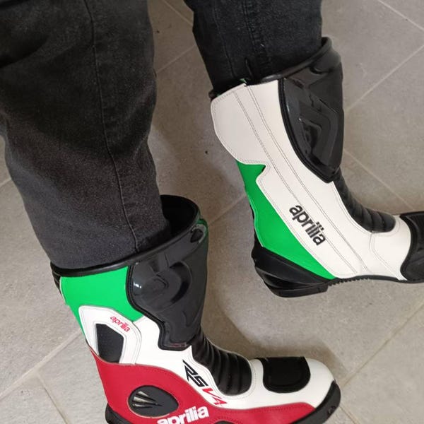 Aprilia Motorbike Racing Leather Boots-cowhide Leather and Certified ...