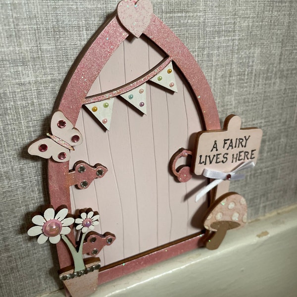 Magical Light Pastel Pink Fairy Door, Handpainted With Embellishments ...