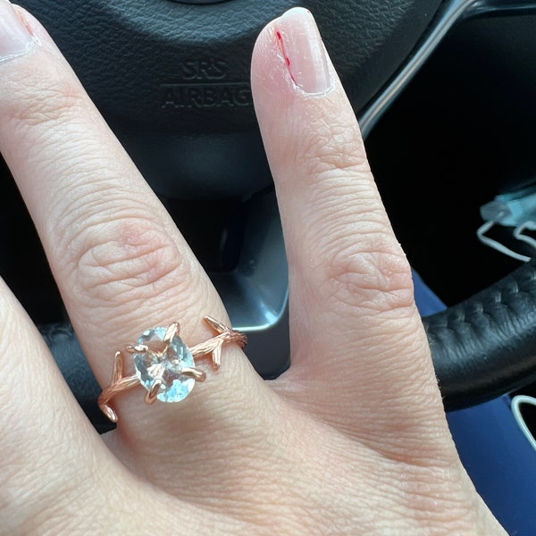 Aquamarine Ring, March Birthstone Ring, Rose Gold Ring, Aquamarine ...