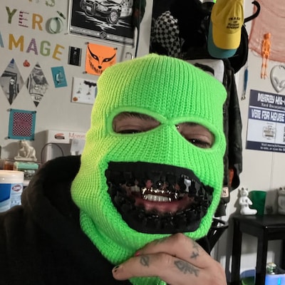 Creepy AF Ski Mask With Oversized Black Teeth Zipper Mouth Grill Teeth ...