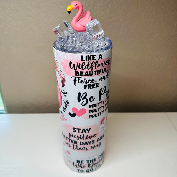 Flamingo Positive Affirmations 20 Oz Skinny Tumbler Png, Tumbler Wrap ...