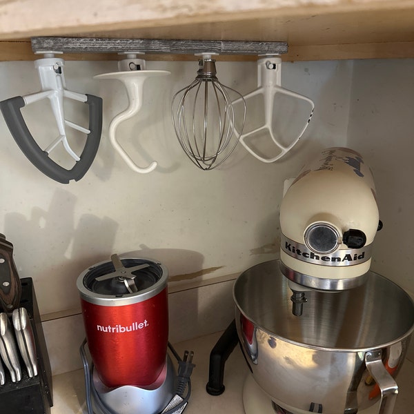 Farmhouse Wooden Kitchen Aid Attachment Holder-under Cabinet/wall ...