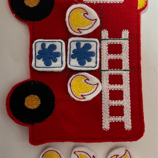 Fire Truck TTT Tic Tac Toe Set ITH Embroidery Design File - Etsy