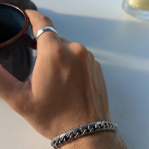 Sterling Silver Rope Chain Bracelet, Real Silver Rope Bracelet ...